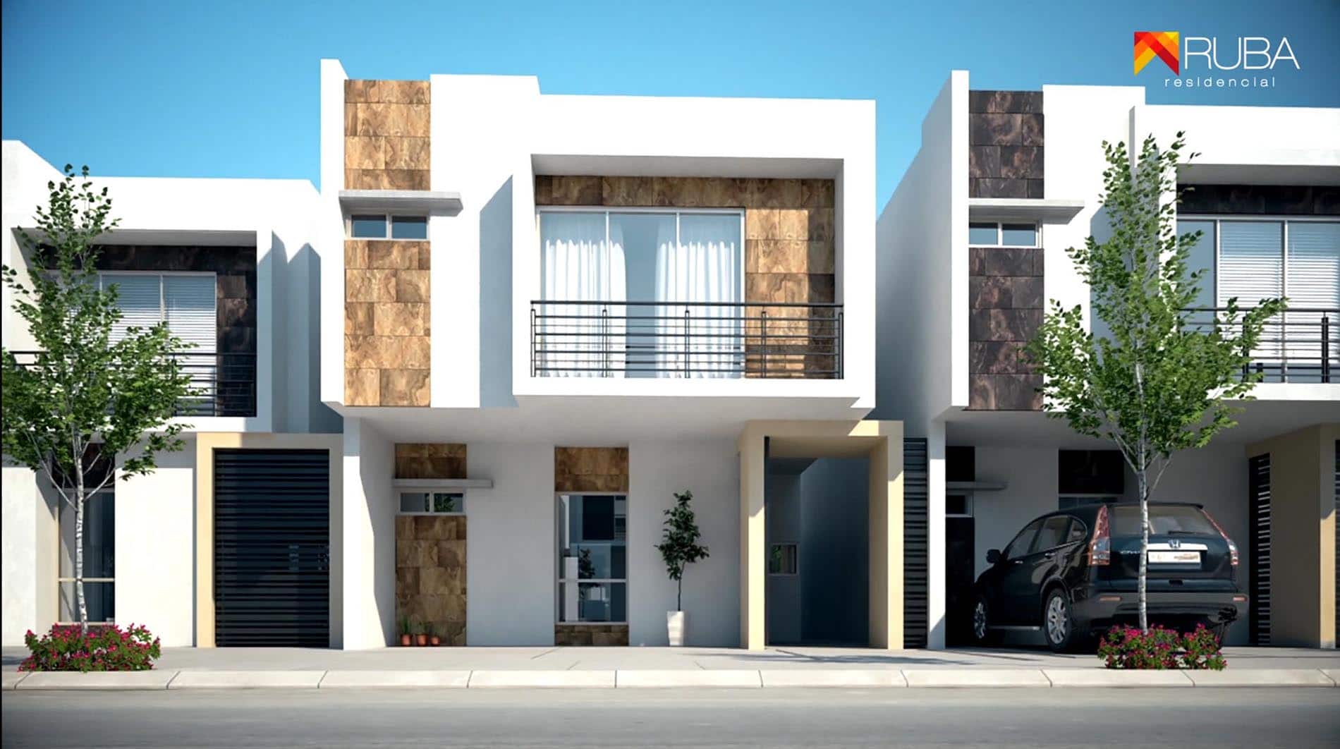 Render arquitectónico de fachada casa habitación en Torreón Coahuila para Ruba Constructora ...